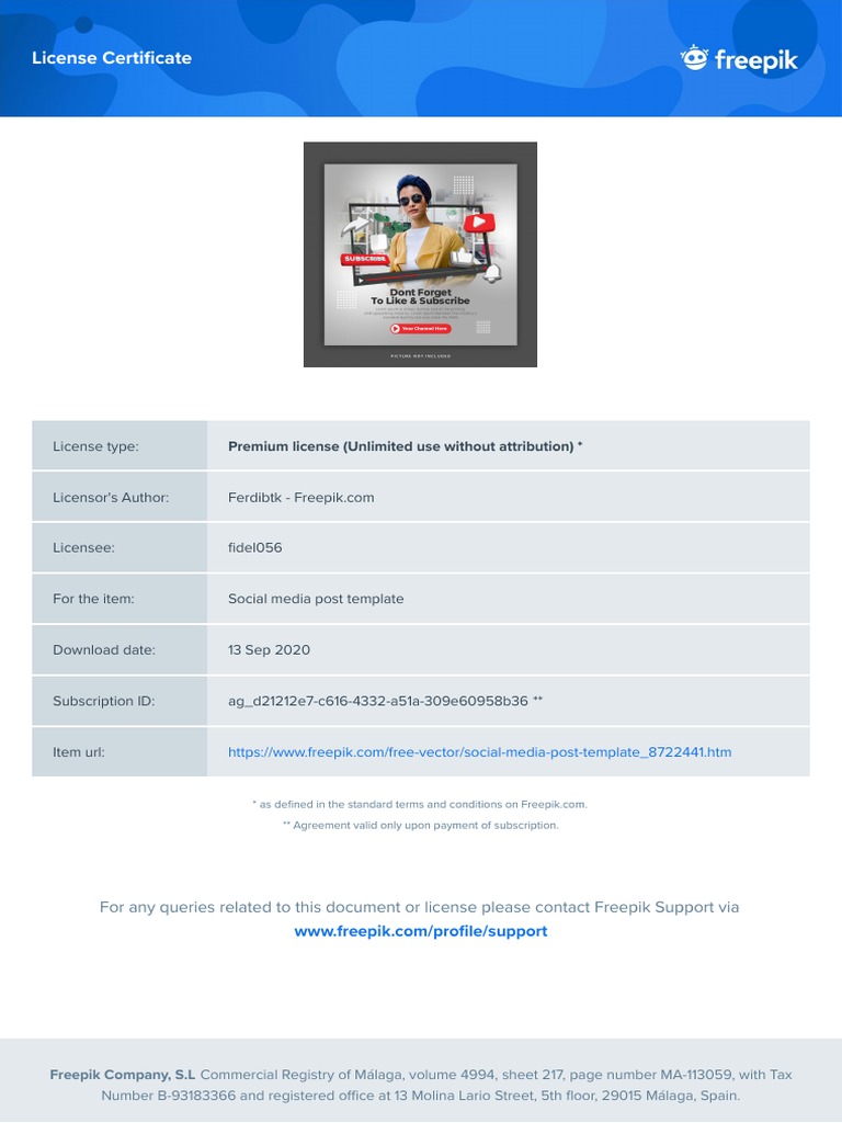 Premium License Certificate for Template | PDF