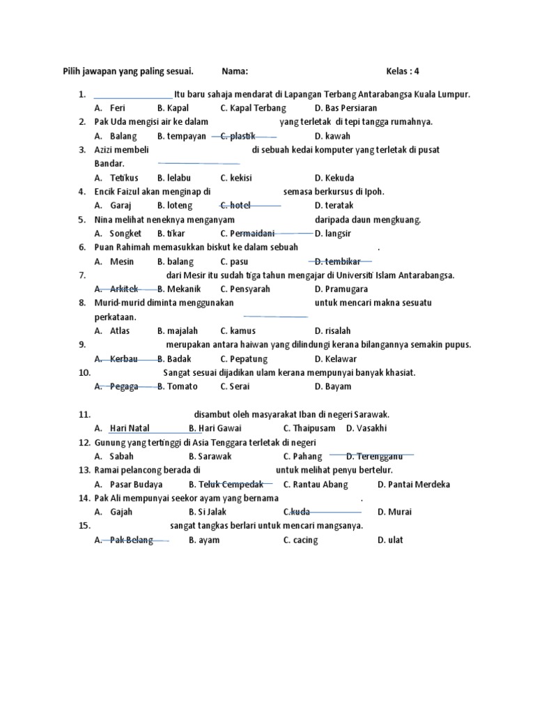 Pilih Jawapan Yang Paling Sesuai | PDF