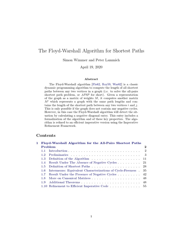 Floyd Warshall Pdf Combinatorics Mathematical Analysis 