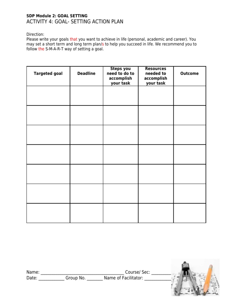 Goal Setting Action Plan Template | PDF | Career & Growth | Business