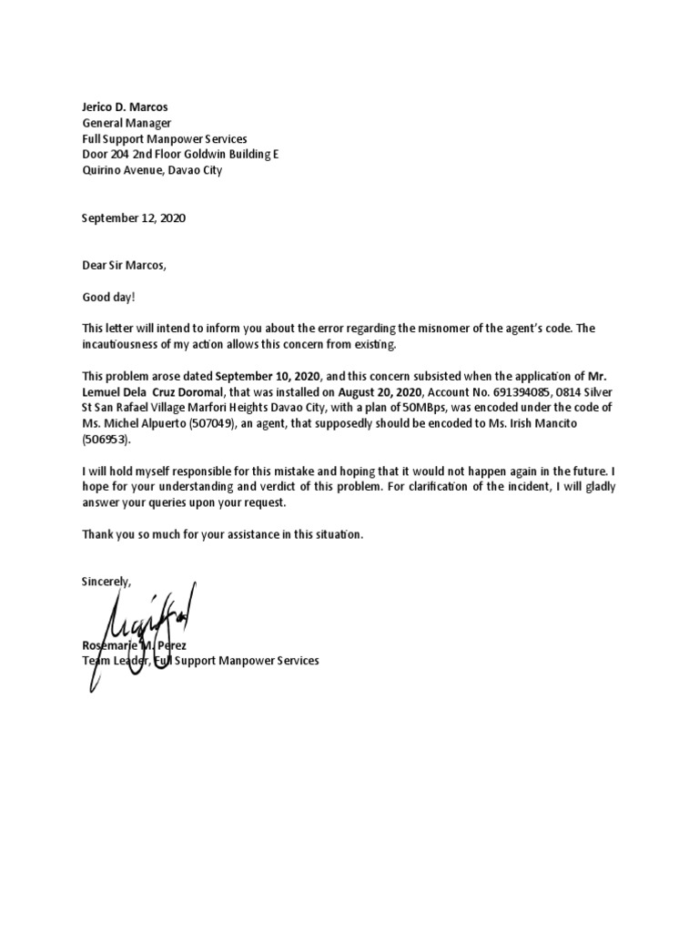 Incident Report Letter | PDF