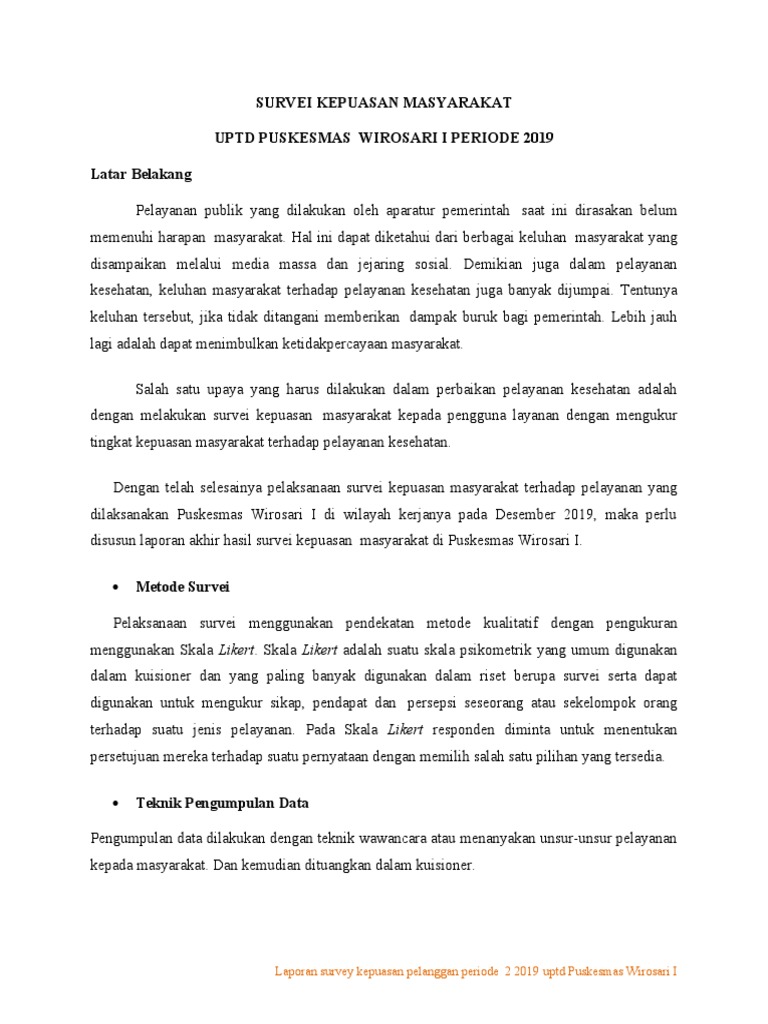 Laporan SURVEI KEPUASAN MASYARAKAT | PDF