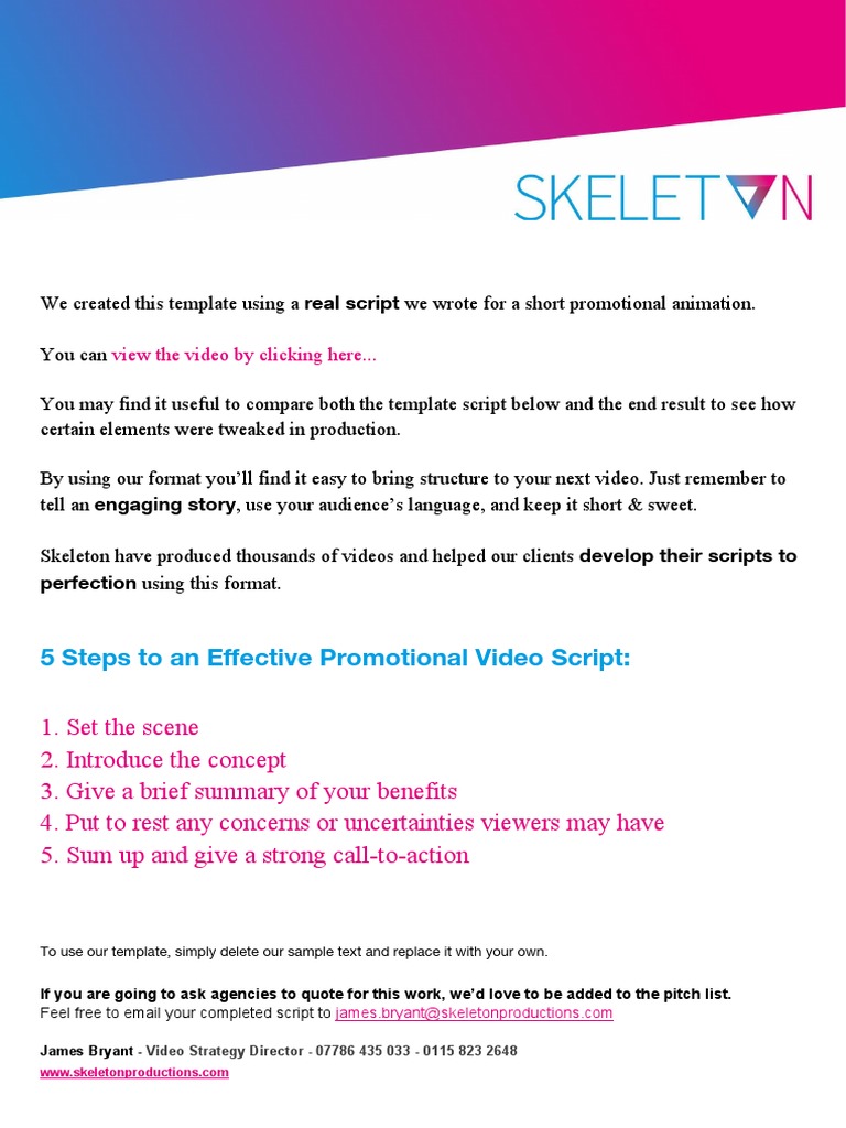 Free Video Script Template | PDF | Screenshot