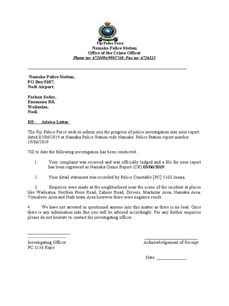 Advise Letter 17.7.20 | PDF | Law Enforcement | Crime & Violence