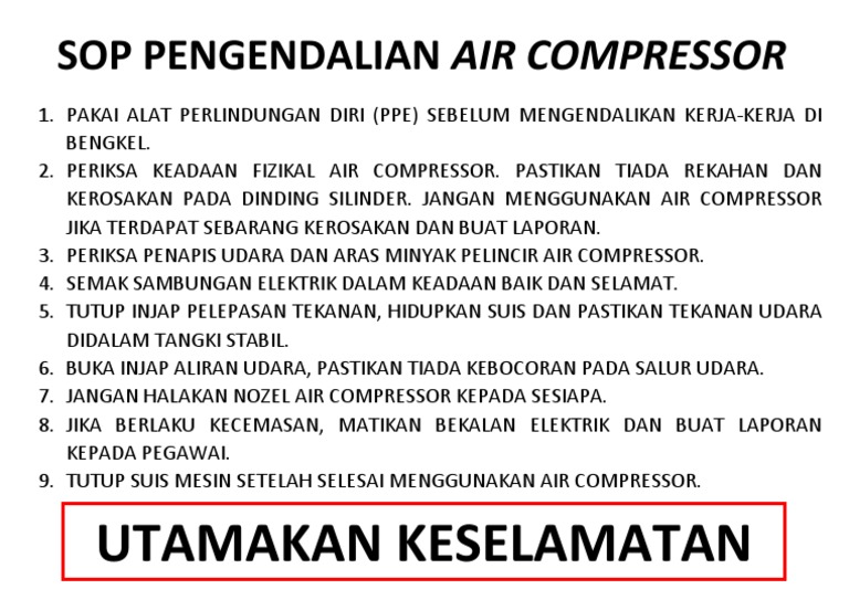 Sop Pengendalian Compressor | PDF