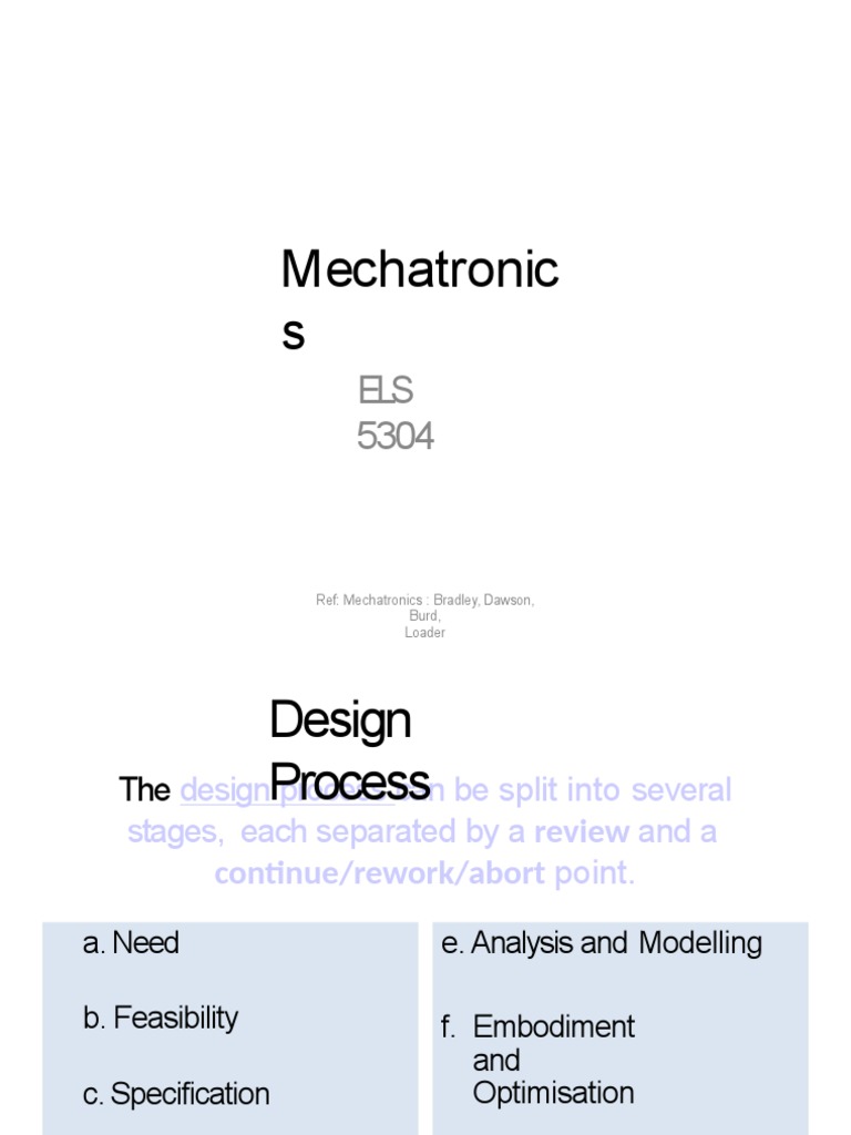 Mechatronics Design Process Overview | PDF | Mechatronics | Systems ...
