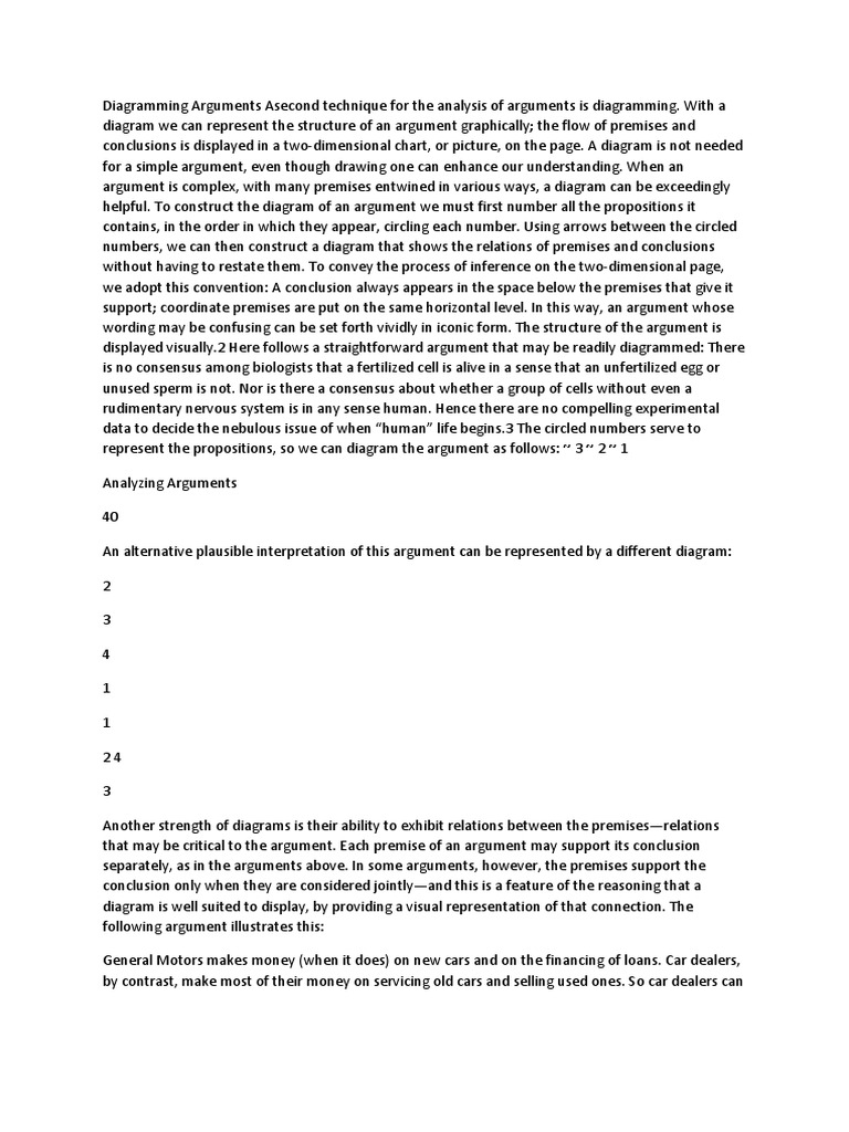 Diagramming Arguments Asecond Technique For The Analysis of Arguments Is Diagramming | PDF ...