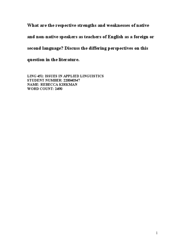 What Are The Respective Strengths and We | PDF | English As A Second Or ...