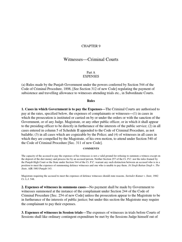 Witnesses—Criminal Courts Part A Expenses | PDF | Expert Witness ...