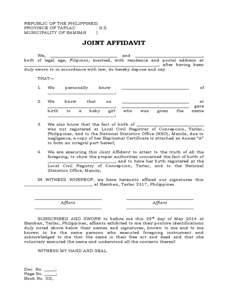 Affidavit For Registration | PDF | Affidavit | Common Law