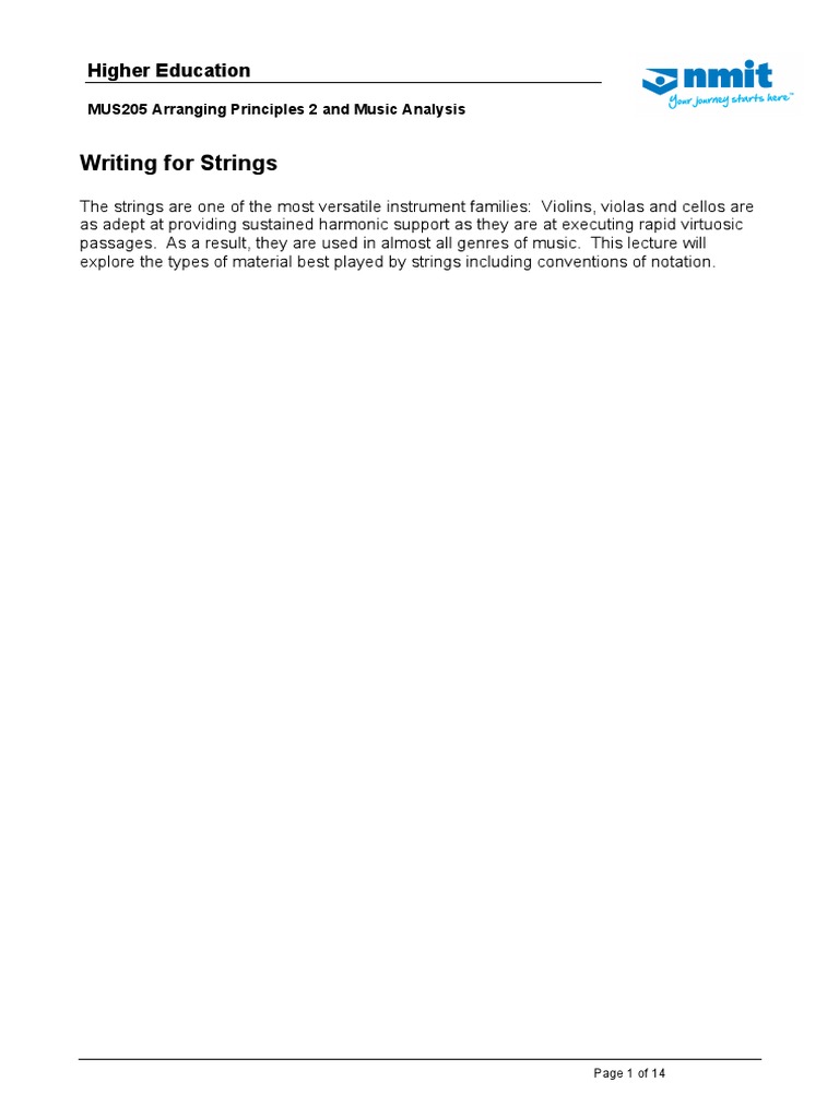 Writing For Strings PDF | PDF | String Instruments | Harmonic