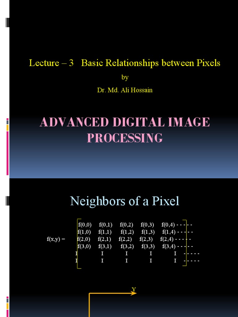 Advanced Digital Image Processing: Lecture - 3 Basic Relationships ...