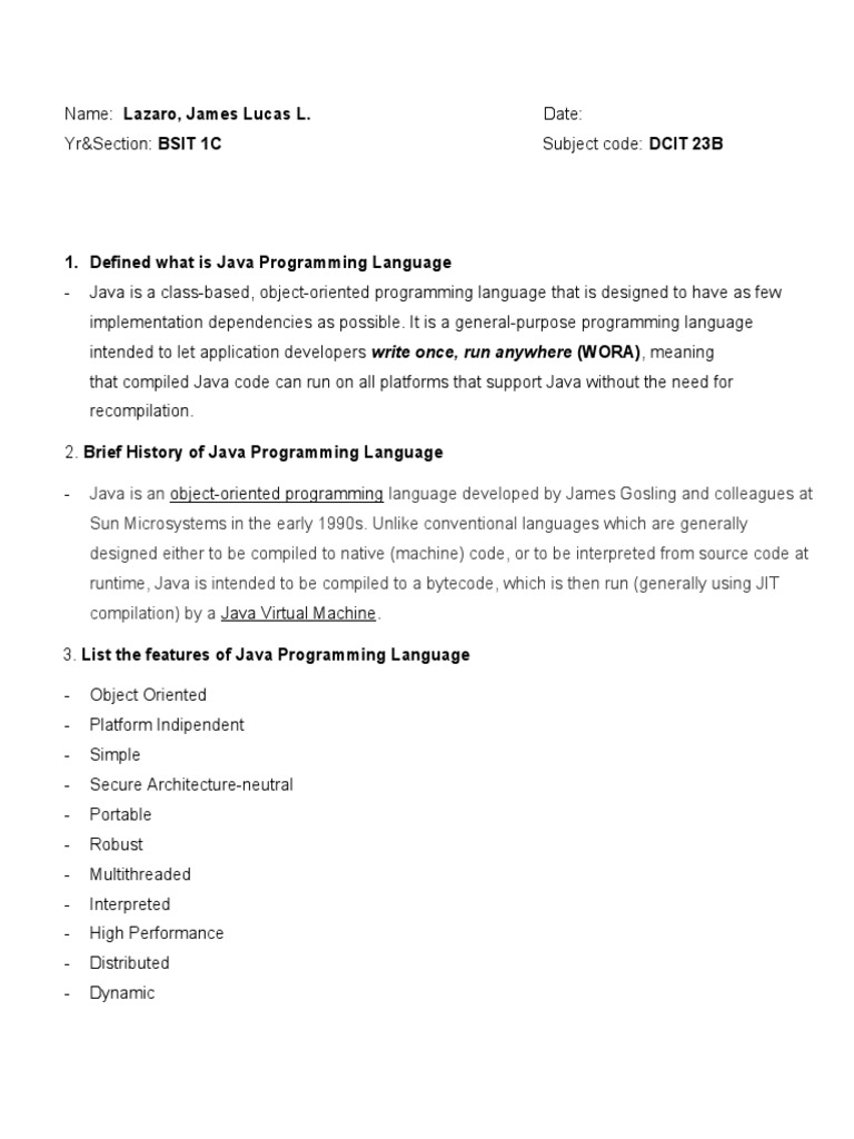 Defined What Is Java Programming Language | PDF