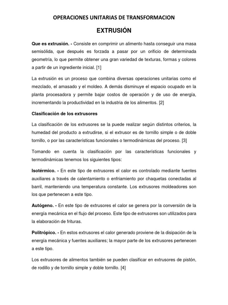 Proceso de Extrusión en Alimentos | PDF | Extrusión | Alimentos