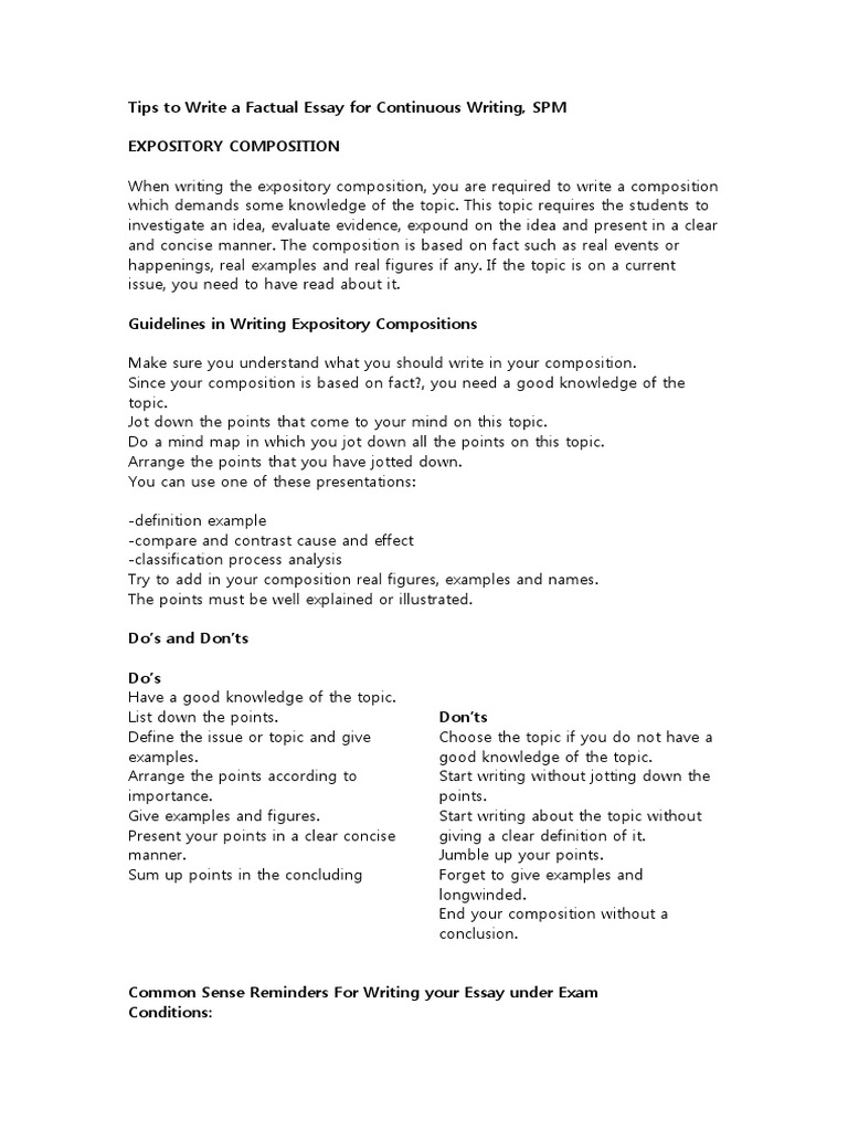 Tips To Write A Factual Essay For Continuous Writi | PDF | Adolescence ...
