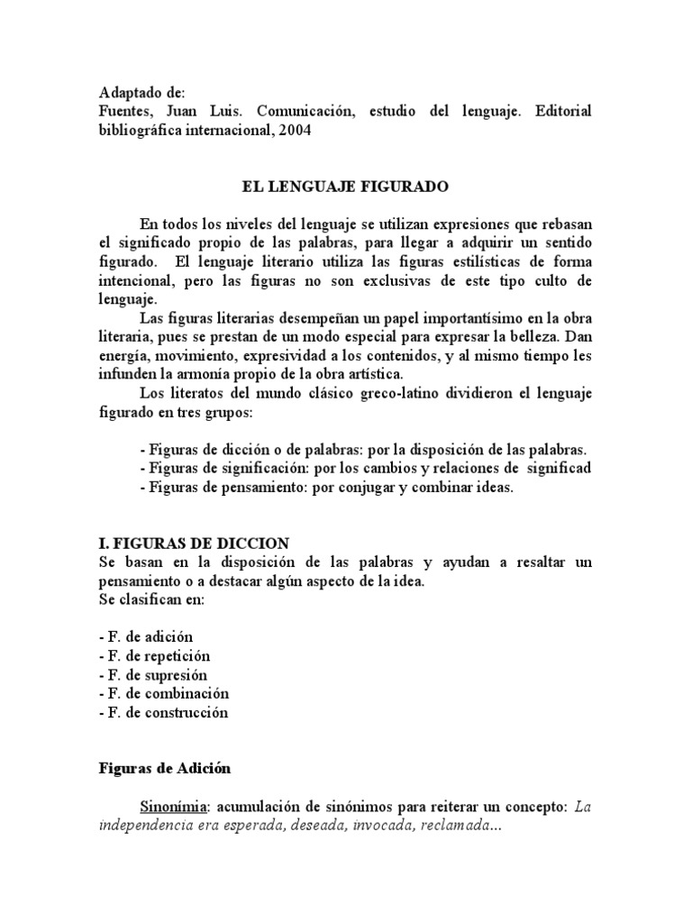 El Lenguaje Figurado | PDF | Metáfora | Palabra