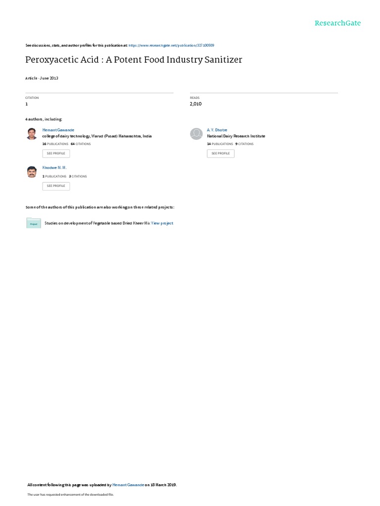 PAA Food Sanitizer | PDF | Disinfectant | Chlorine