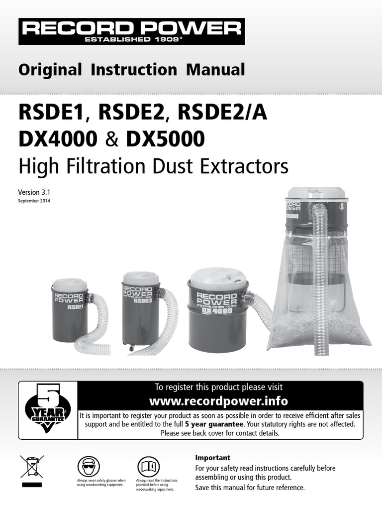Rsde1, Rsde2, Rsde2/A DX4000 & DX5000: High Filtration Dust Extractors ...