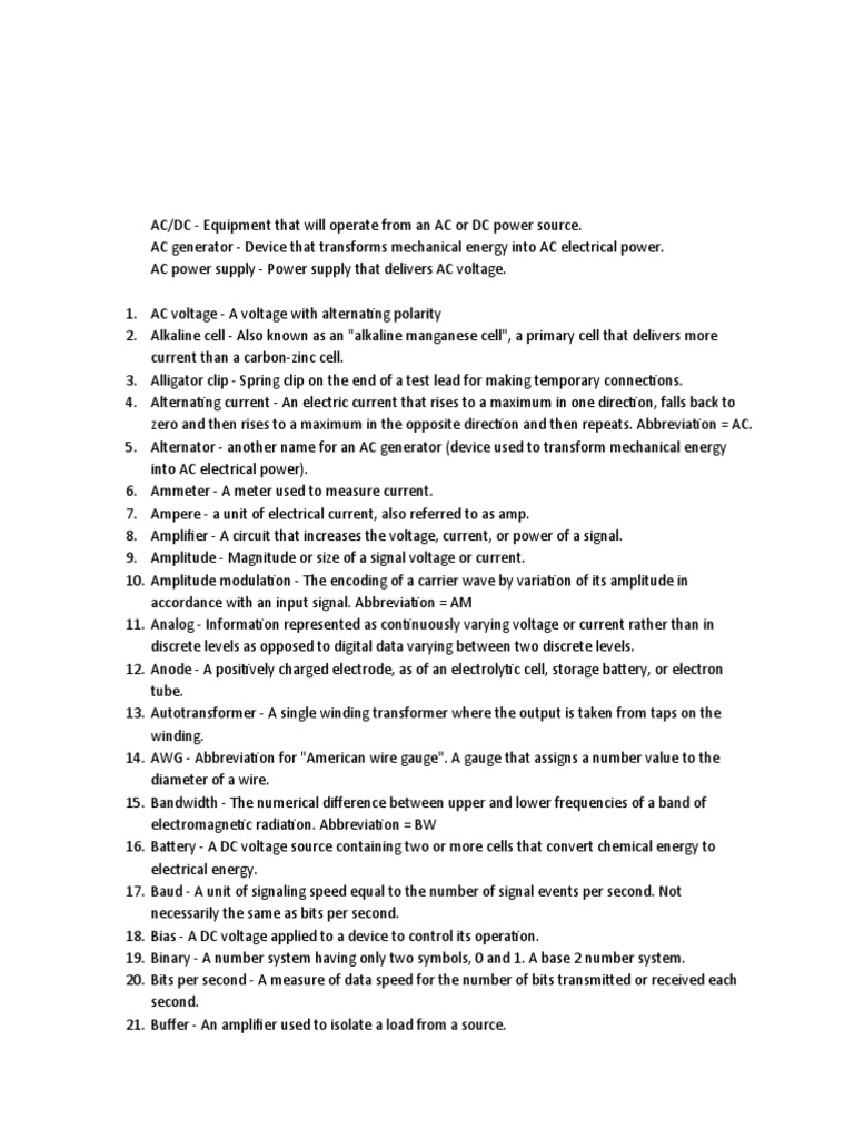 200 Basic Electronic Terms Final | PDF | Capacitor | Electric Current