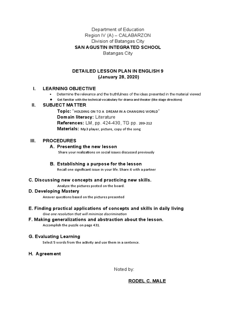 English 9 Lesson Plan: Drama & Social Issues | PDF