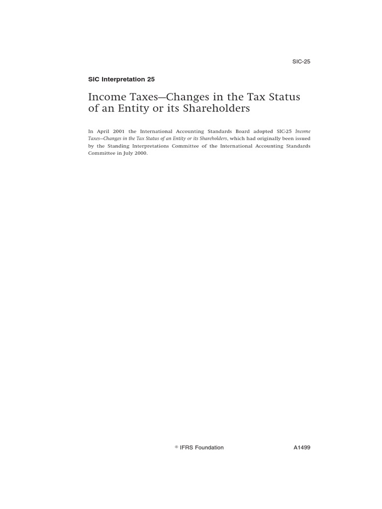 SIC-25 Interpretation on Tax Status Changes | PDF | International ...