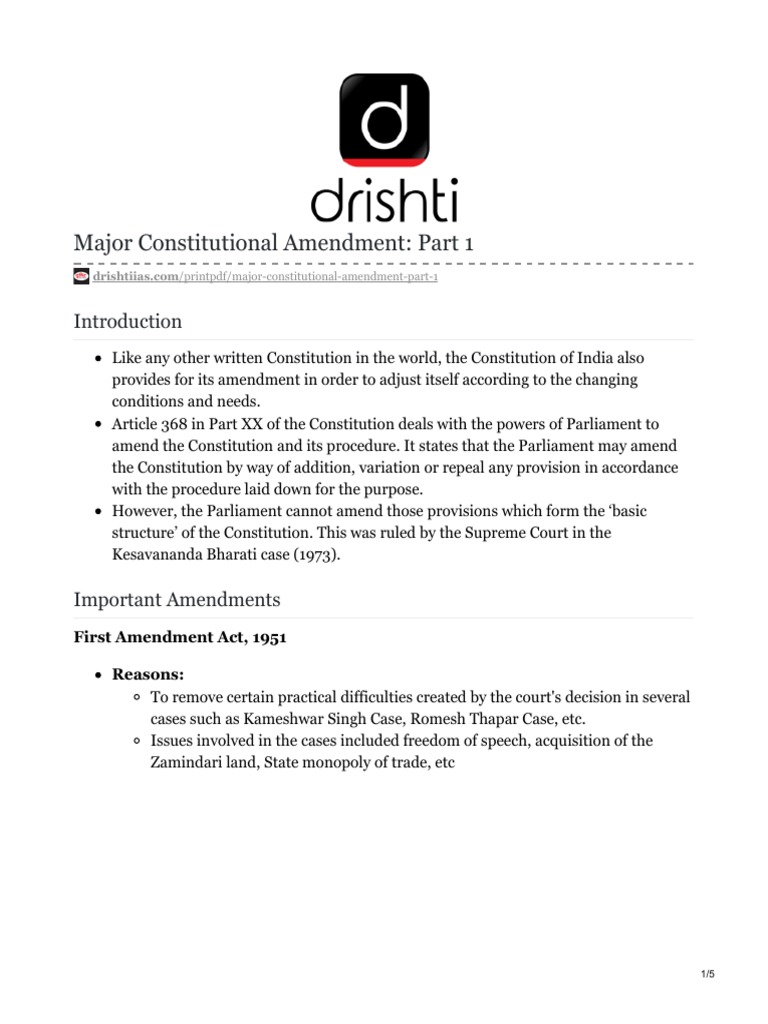 Major Constitutional Amendment Part 1 Pdf Pdf Political Charters