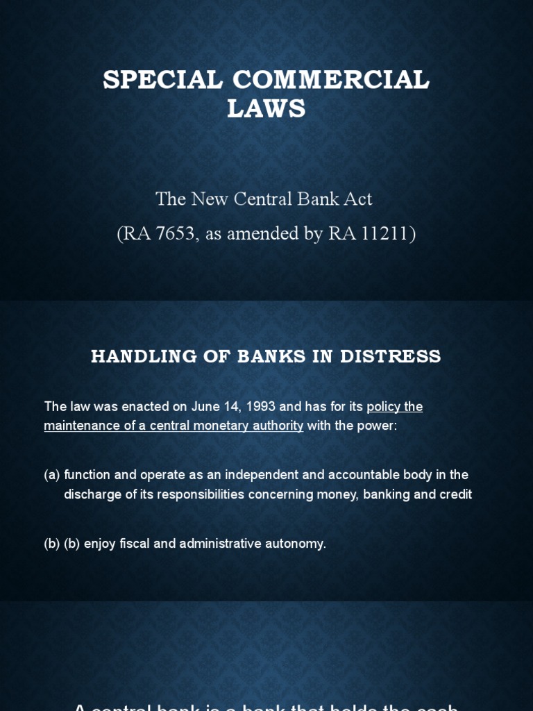 1 - New Central Bank Act | PDF | Conservatorship | Bankruptcy