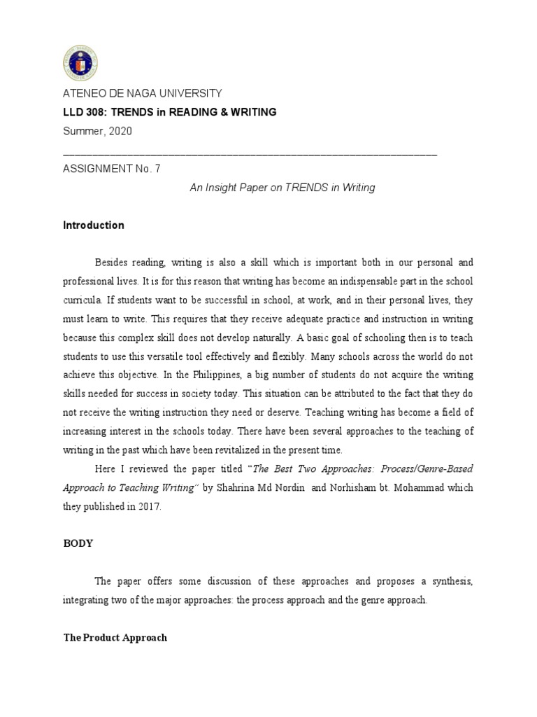 Insight Paper. TRENDS in WRiting | PDF | English As A Second Or Foreign ...