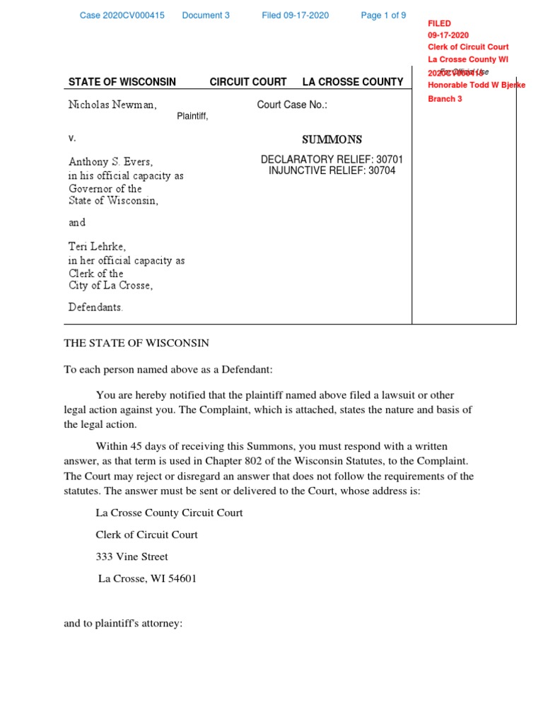 Lawsuit Against Wisconsin Governor Tony Evers Extending State of ...