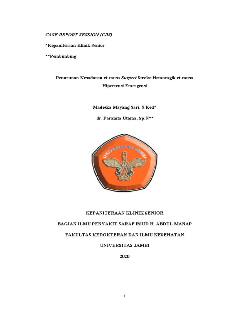 CASE REPORT SESSION Cover | PDF