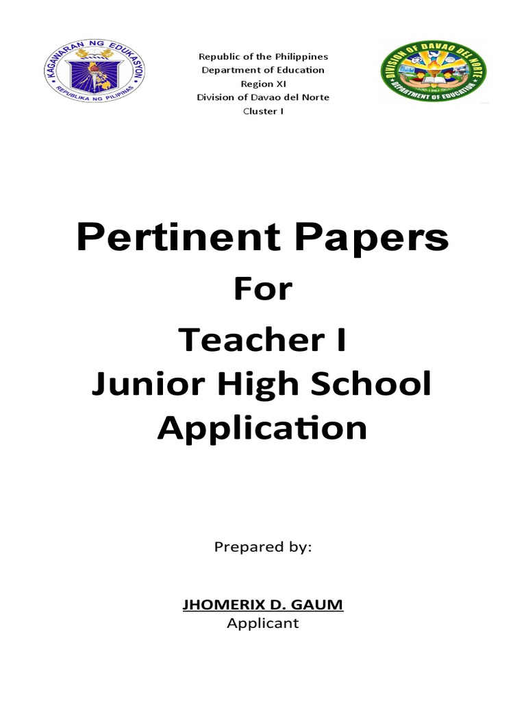 Teacher I Application Pertinent Papers | PDF