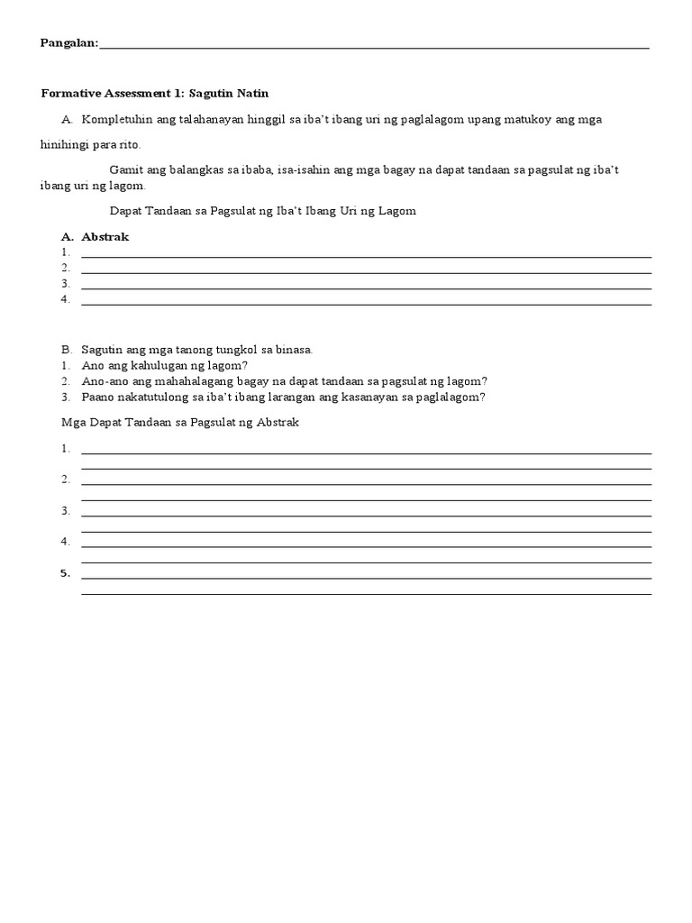 Lagom Pagsusulit | PDF