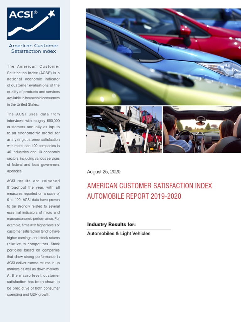 American Customer Satisfaction Index Automobile Report 2019-2020 PDF ...