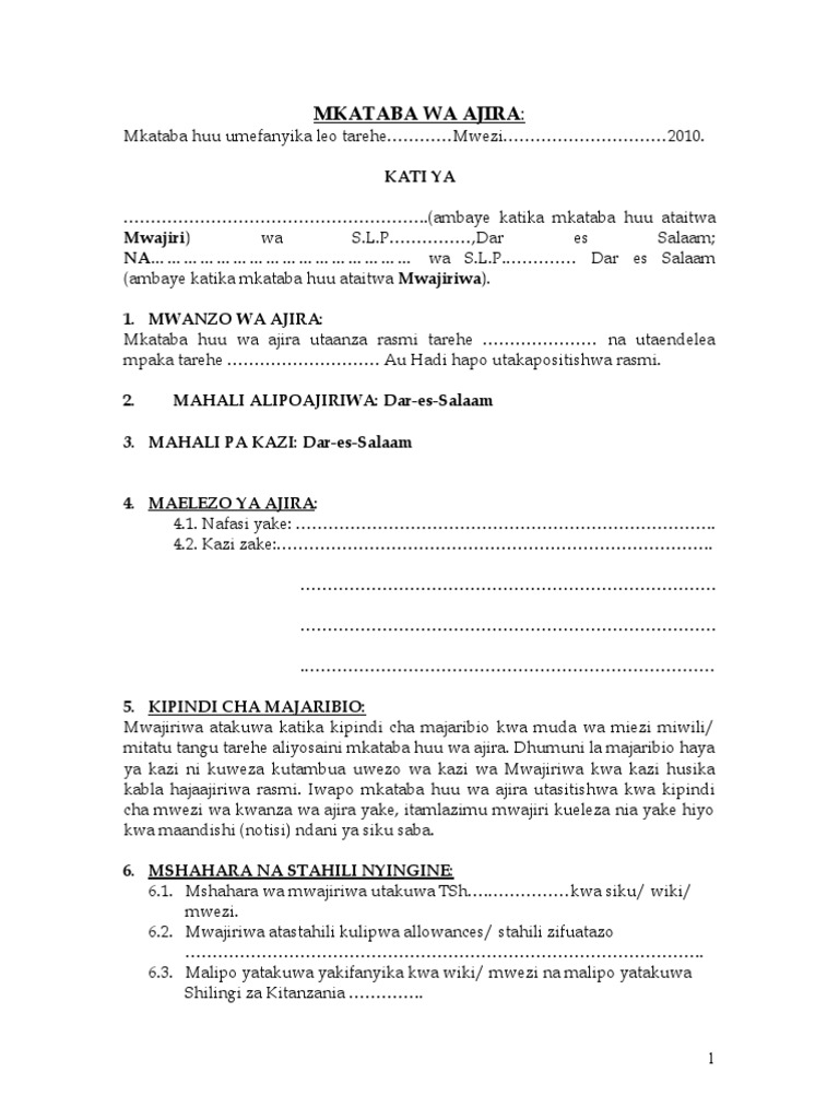 Mkataba Wa Ajira | PDF