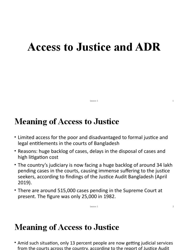 Access To Justice and ADR: Lesson 1 1 | PDF | Alternative Dispute ...