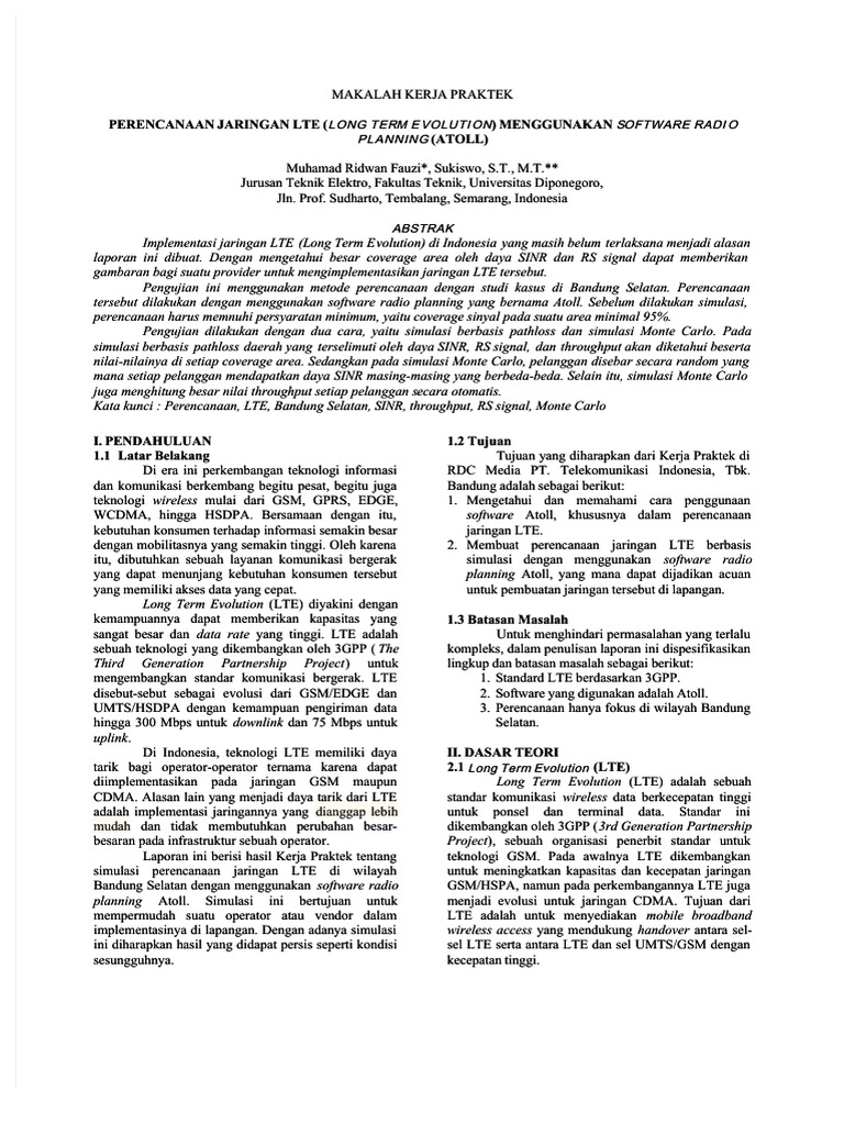PDF Perencanaan Jaringan Lte Long Term Evolution Menggunakan Software ...