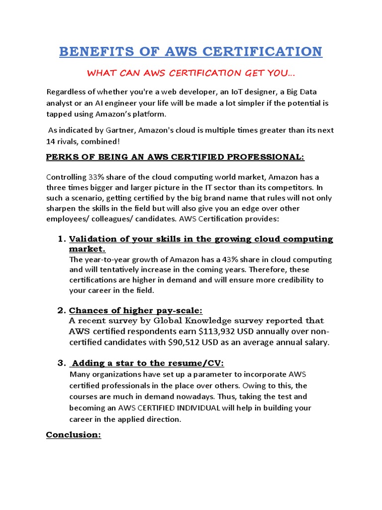 Benefits Of Aws Certification Pdf