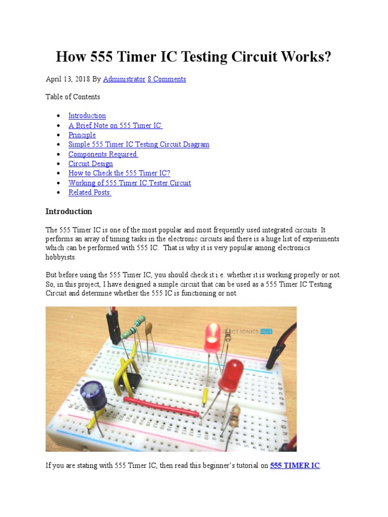 How 555 Timer IC Testing Circuit Works | PDF | Analog Circuits ... How 555 Timer IC Testing Circuit Works | PDF | Analog Circuits ...