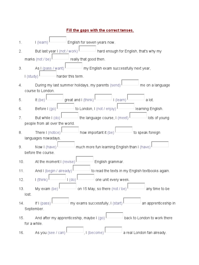 Mastering Tenses: A Guide to Correctly Completing a Grammar Exercise ...