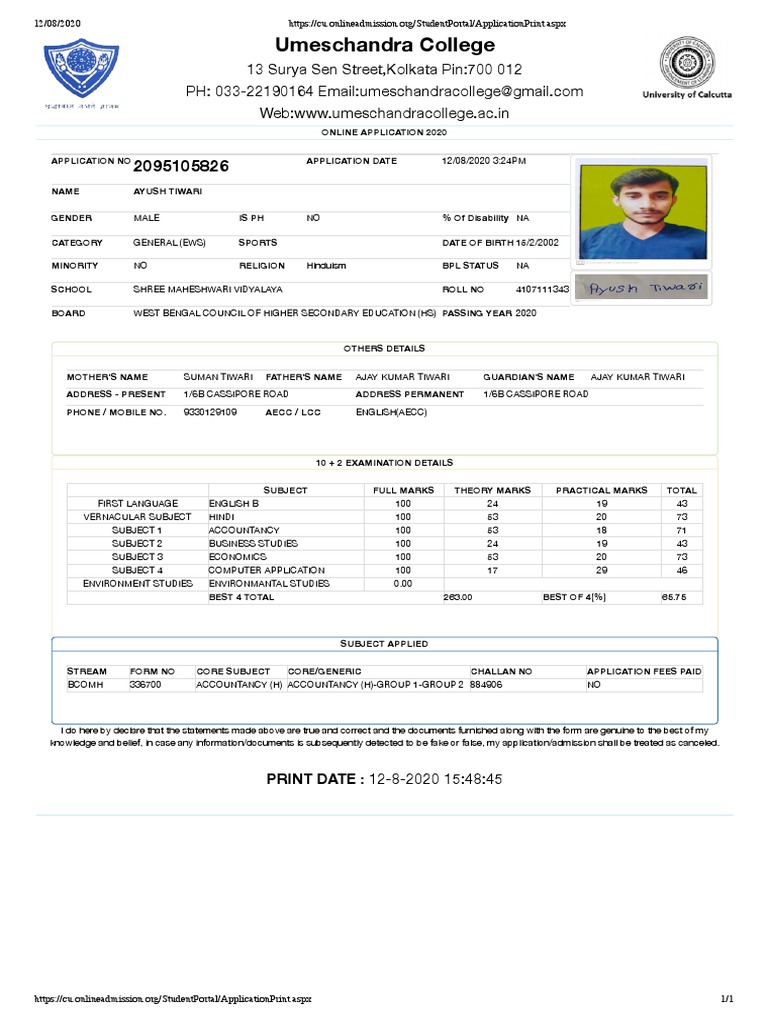 Umeschandra College: 13 Surya Sen Street, Kolkata Pin:700 012 Web:www ...