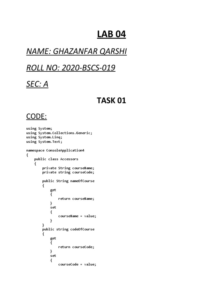 C# Accessors and Factorial Program | PDF