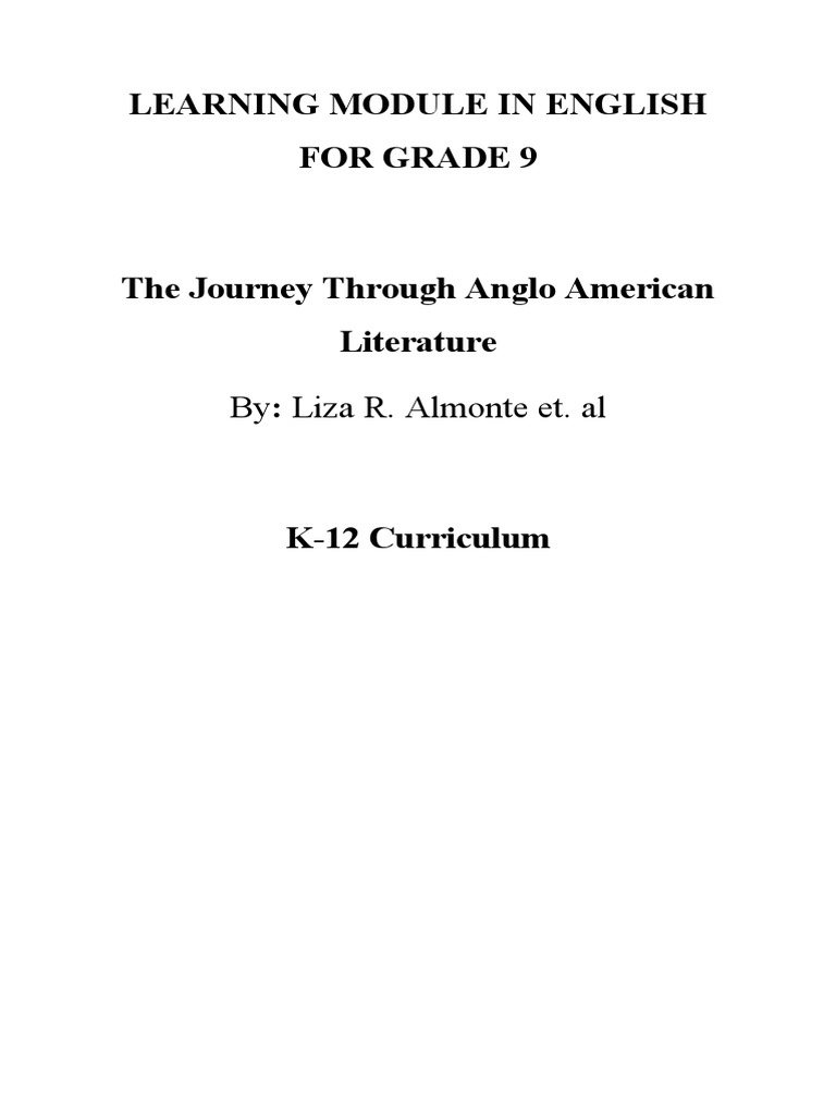 A Learning Module in English For Grade 9 | PDF | Poetry