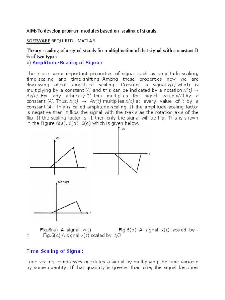 AIM To Develop Program Modules Based On Scaling of Signals Software ...