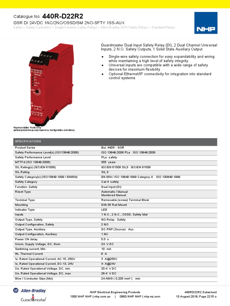 GSR Di 24Vdc 1Nc/2Nc/Ossd/Sm 2No-Sfty 1Ss-Aux Catalogue No | PDF ...