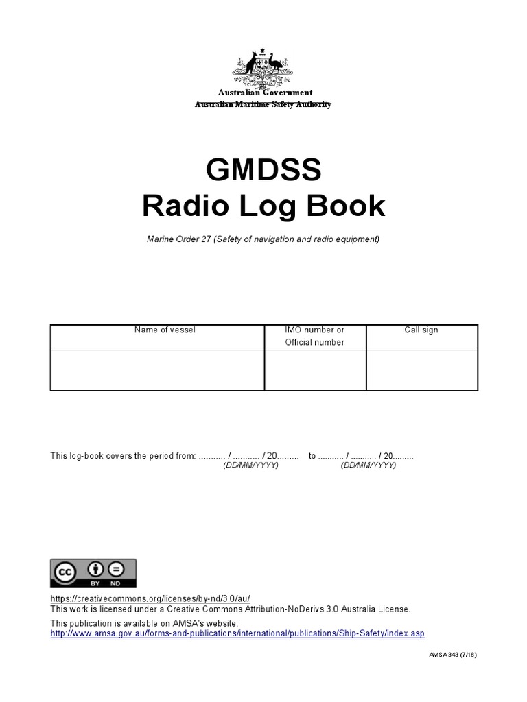 GMDSS Radio Log Book | PDF | Telecommunications Engineering | Electronics