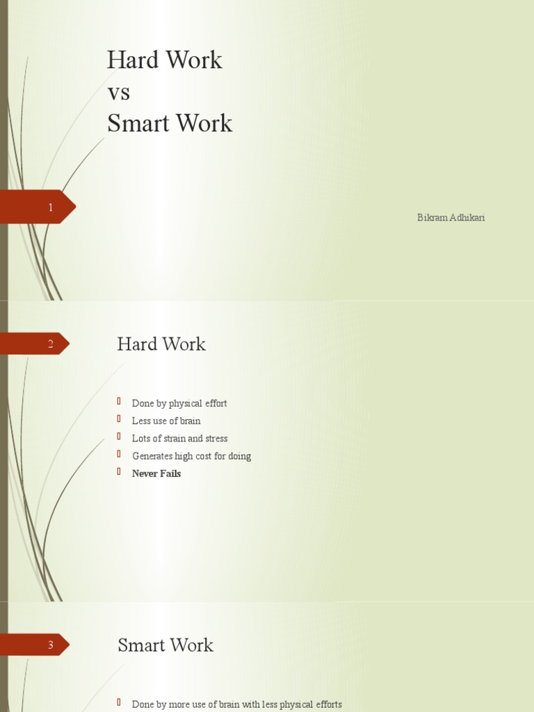 Hard Work Vs Smart Work | PDF