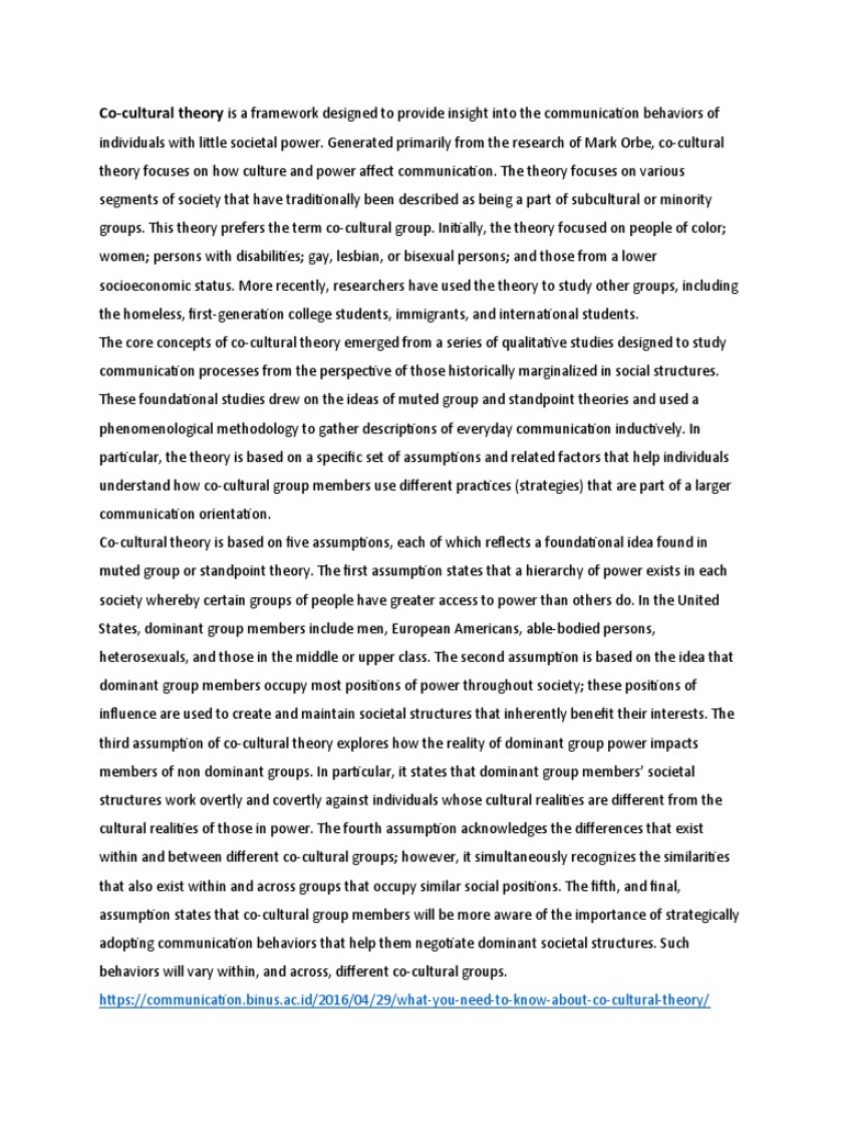 Co-Cultural Theory | PDF | Behavioural Sciences | Cognition
