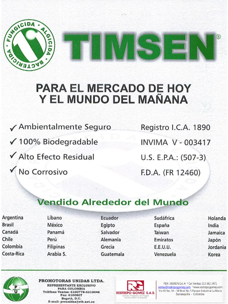 Ficha Tecnica TIMSEN Generales | PDF