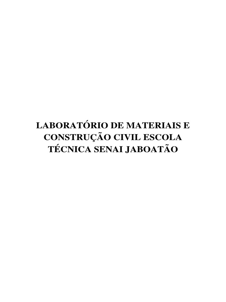 Relação De Material De Concreto E Argamassa Laboratorio Senai Jaboatão