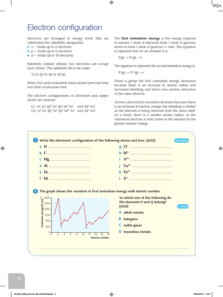 AQA Chemistry Sample | PDF | Electron Configuration | Atomic Physics